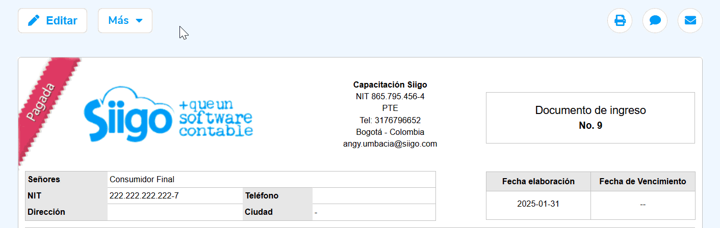 Borrar o eliminar Documentos de ingreso de Siigo POS en nube - POS Avanzado